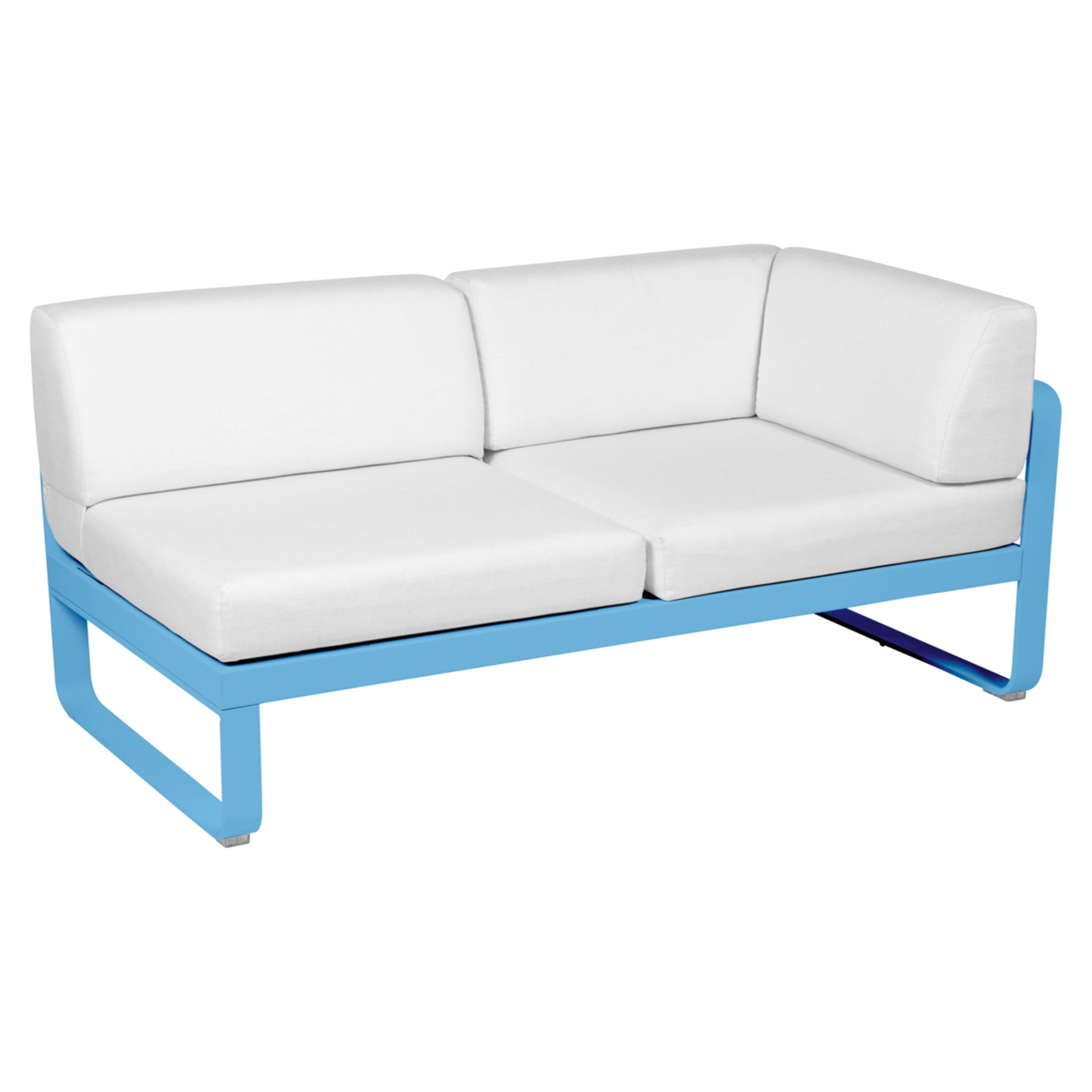 Fermob Bellevie Lounge Eck-Modul Maya-Blau 81 Grauweiß 2-Sitzer rechts